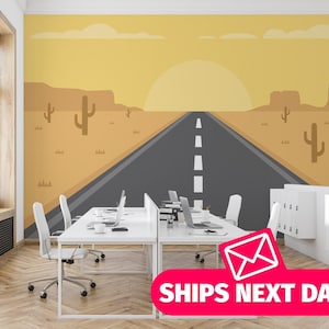 Desert Wallpaper Mural / Road Mural, Peel and Stick Removable Vinyl or ...