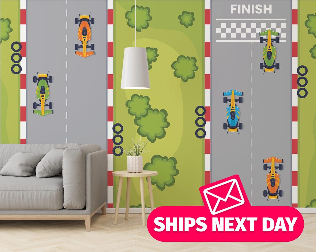Race Track Wallpaper Mural – Kids Formula 1 Cars, Removable Vinyl - Etsy
