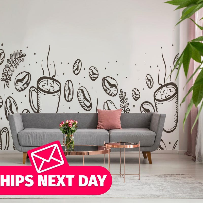 Coffee Kitchen Wallpaper - Etsy