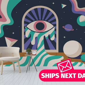 Psychedelic / Funky Bold Wall Mural, Peel and Stick Removable Vinyl ...