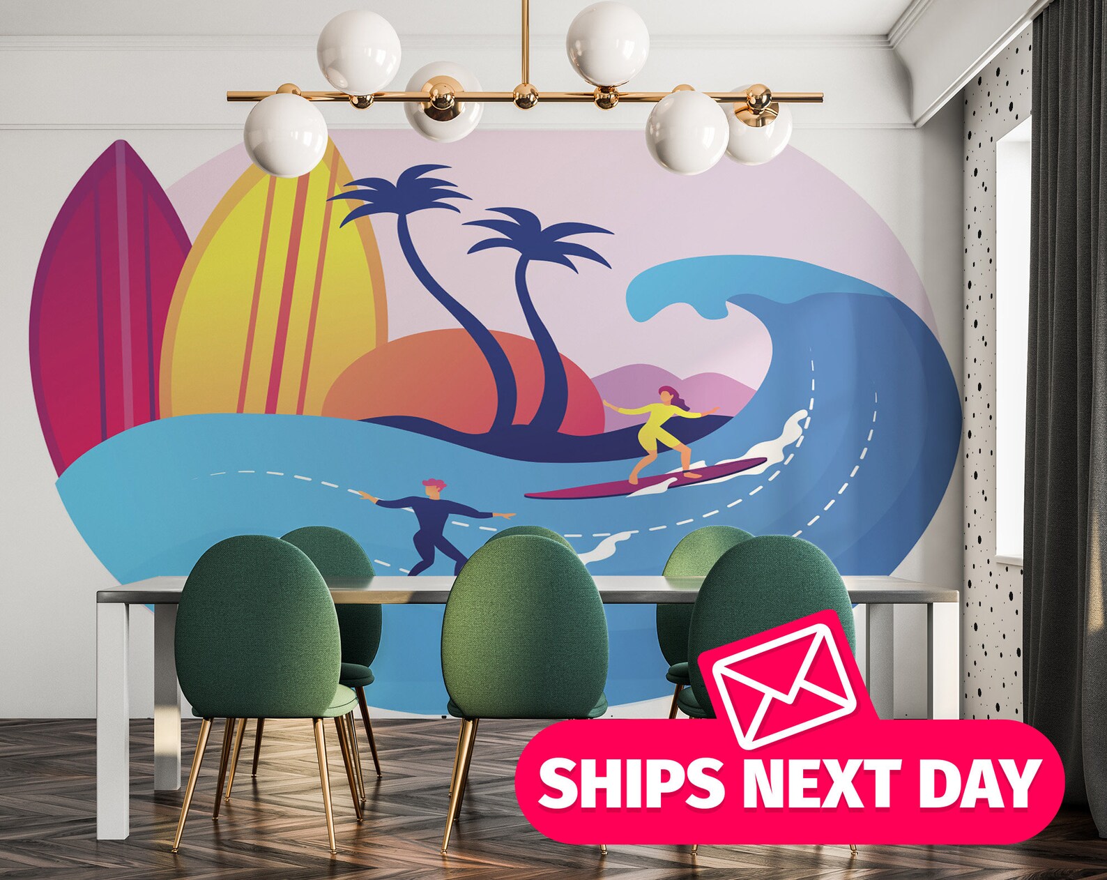 Surf Wallpaper Mural Surfing Wall Mural Peel and Stick - Etsy
