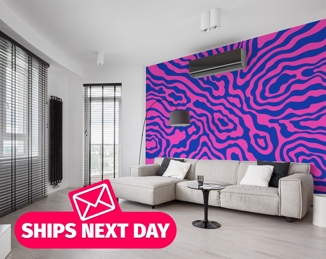 Retro / Trippy Mural, Peel and Stick Removable Vinyl or Non-pasted ...