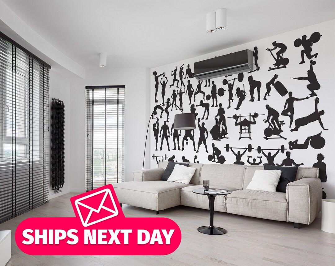 Gym Wallpaper Mural Workout Wall Mural Peel and Stick Large Vinyl ...