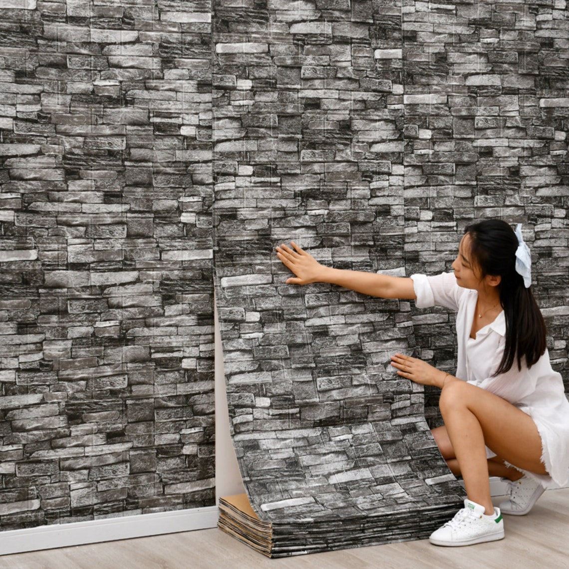 3D Retro Brick Wall Sticker Self-adhesive Wallpaper 70cm2m Continuous ...