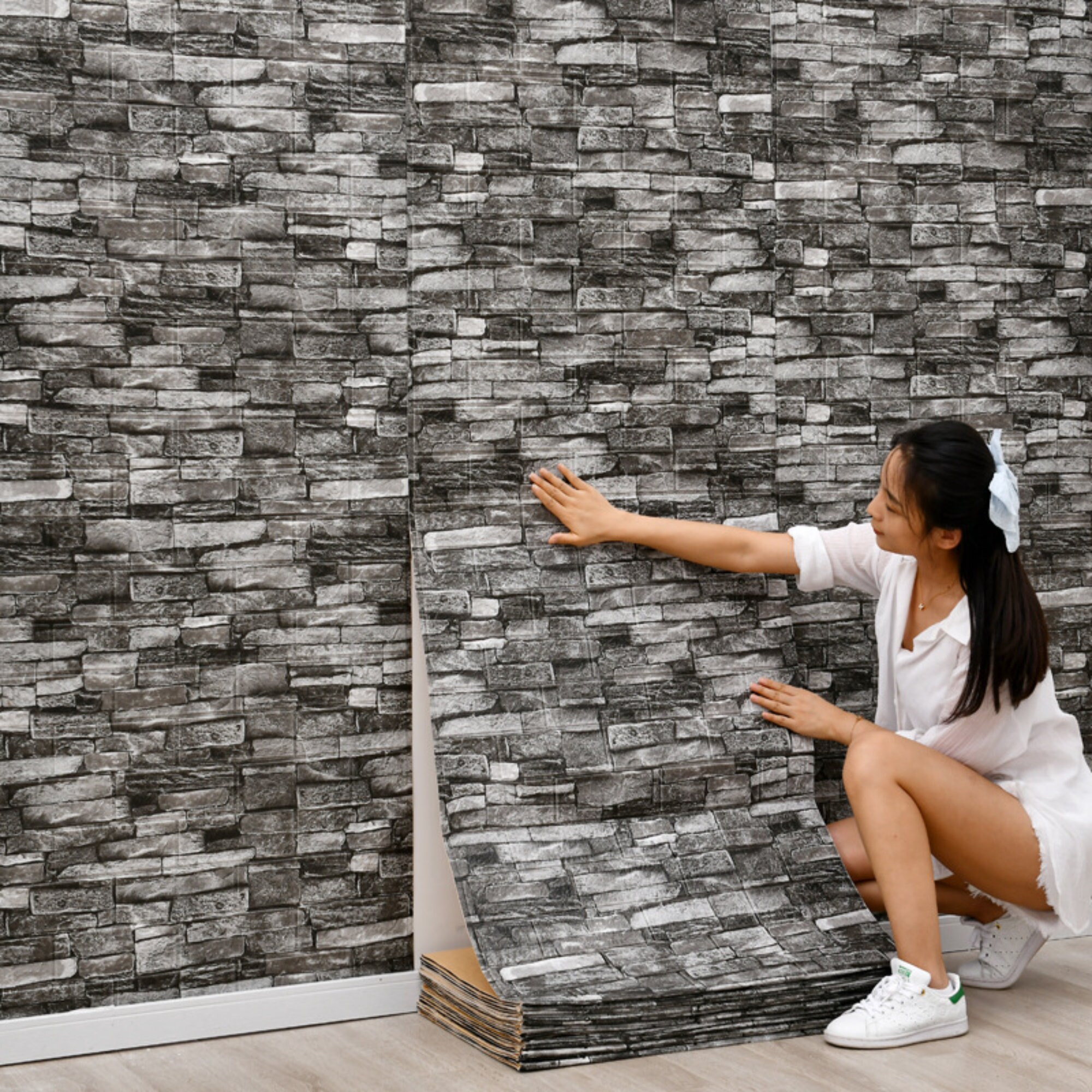 3D Retro Brick Wall Sticker Self-adhesive Wallpaper 70cm2m Continuous ...