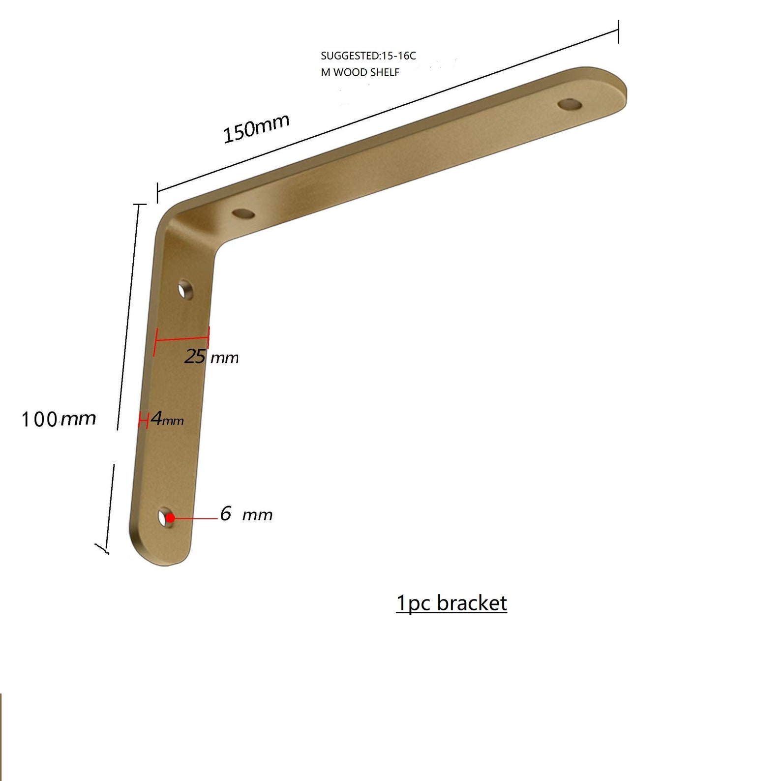 Steel Gold Shelf Bracket L Brackets Book Shelf Supports - Etsy