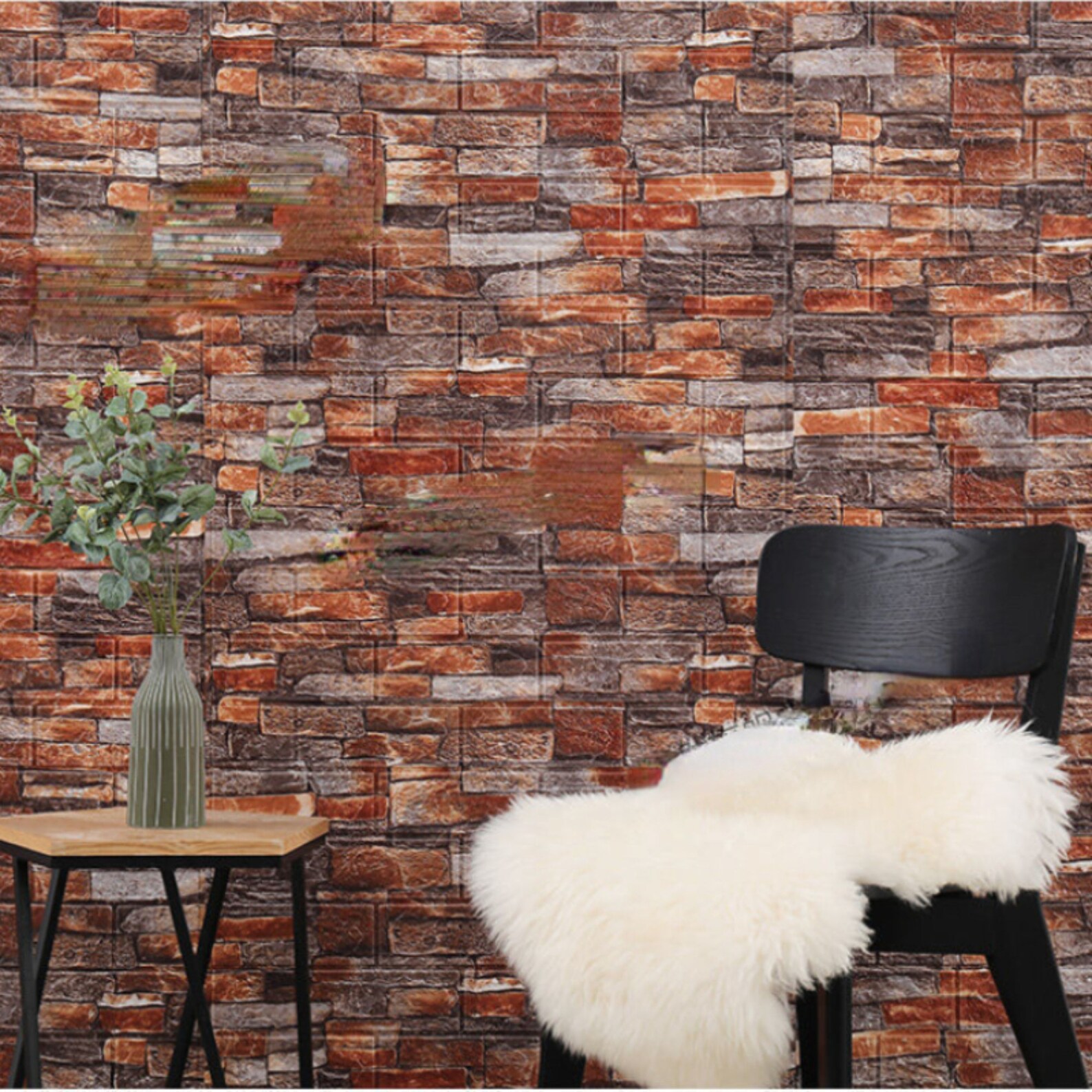 3D Retro Brick Wall Sticker Self-adhesive Wallpaper 70cm2m Continuous ...