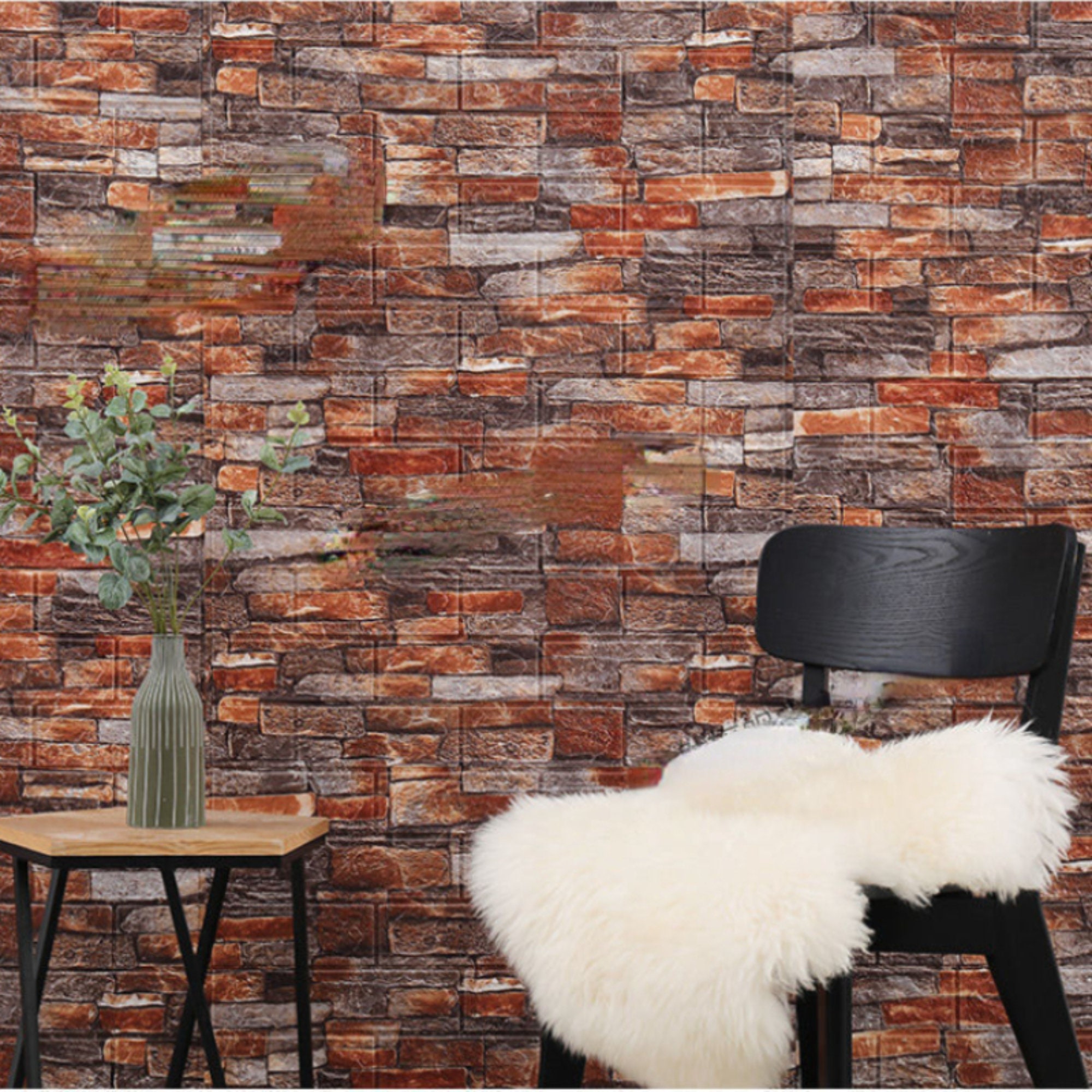 3D Retro Brick Wall Sticker Self-adhesive Wallpaper 70cm2m Continuous ...