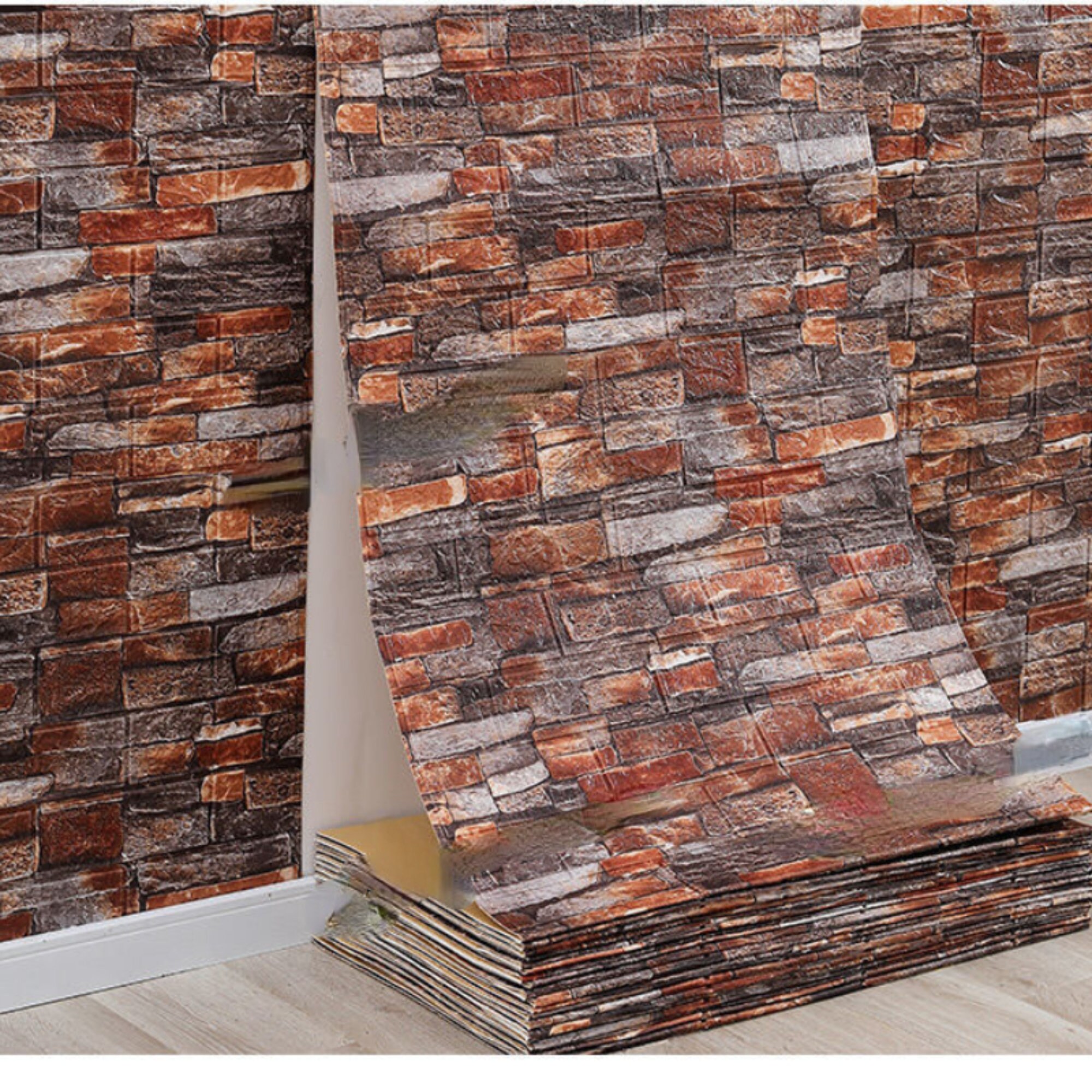 3D Retro Brick Wall Sticker Self-adhesive Wallpaper 70cm*2m Continuous ...