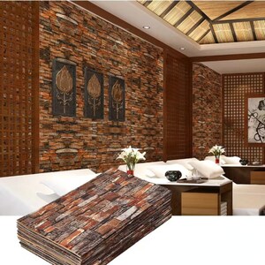 3D Retro Brick Wall Sticker Self-adhesive Wallpaper 70cm*2m Continuous ...