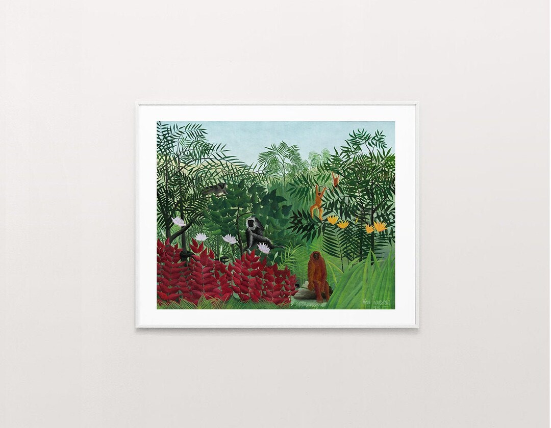 Henri Rousseau Exotic Art Print, Rousseau Monkeys Print, Rousseau ...
