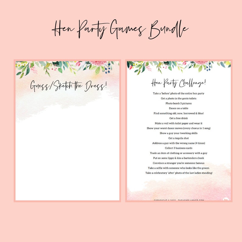 Printable Hen Party Games Bundle 4 Bridal Shower Games Who - Etsy