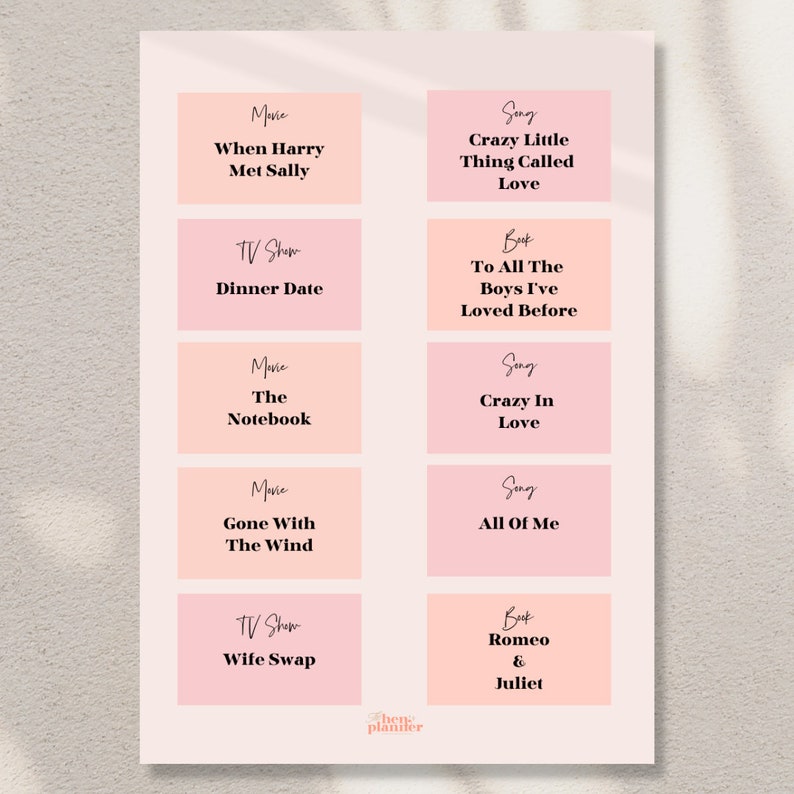 Hen Party Charades - Printable,digital Bridal Shower Game Download - 36 ...