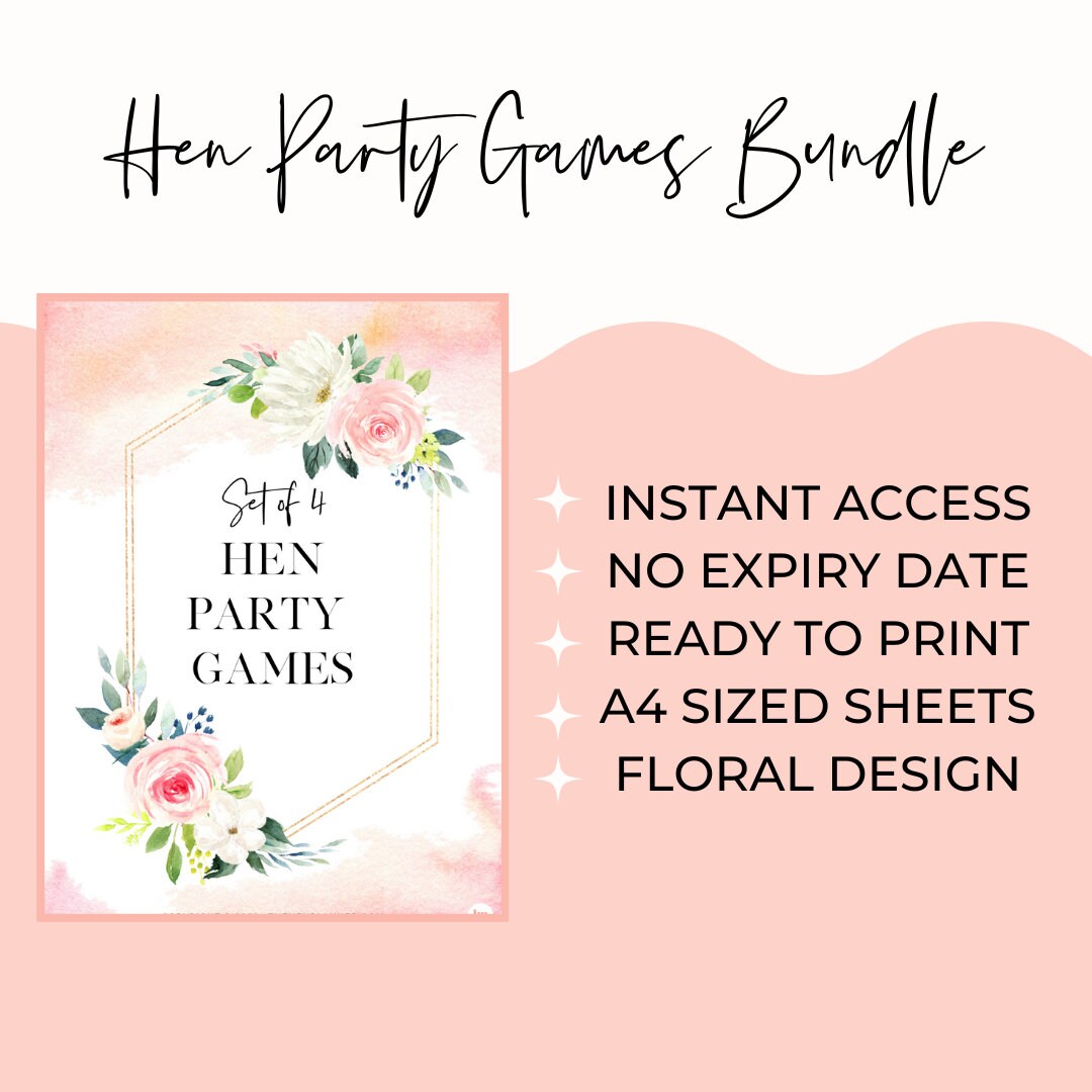 Printable Hen Party Games Bundle 4 Bridal Shower Games Who - Etsy