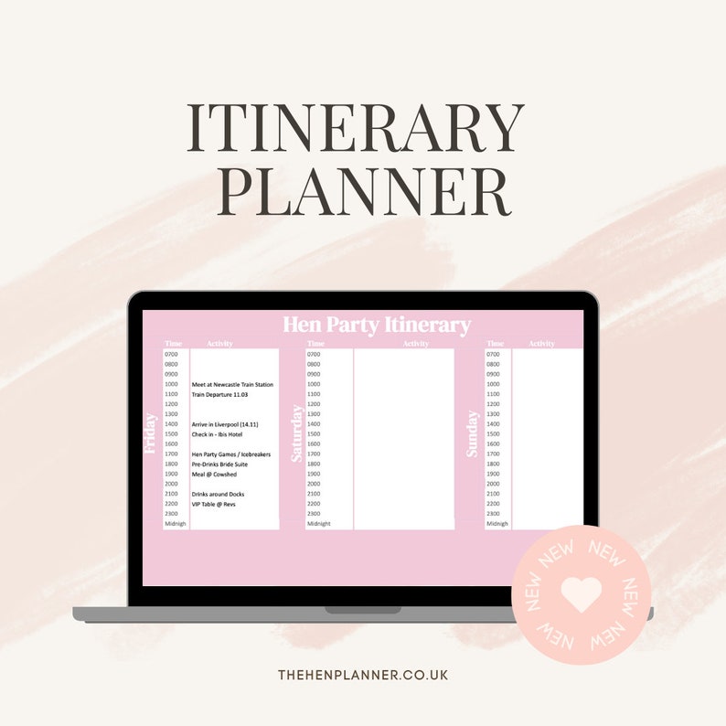 Hen Party Planning Spreadsheet Template Hen Do Templates Etsy