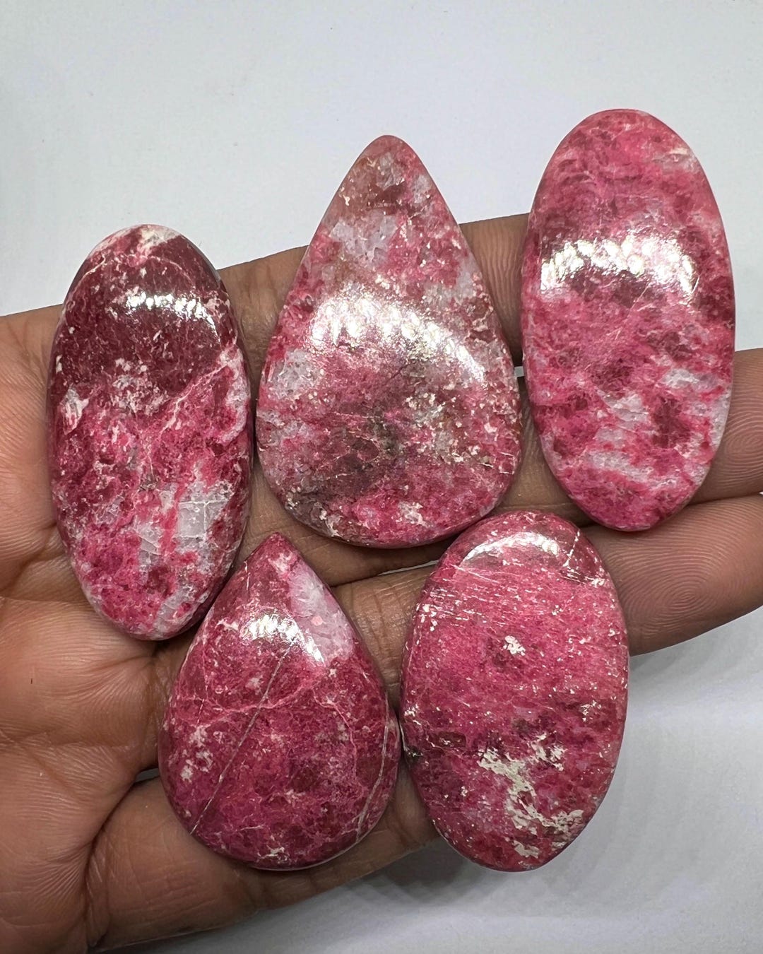 5 Pes. Lot Natural Thulite Jumbo Size Cabochon Thulite Handmade ...