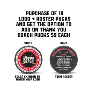 PRO Style Custom Puck - Logo on Front + Custom Lettering With Roster on ...