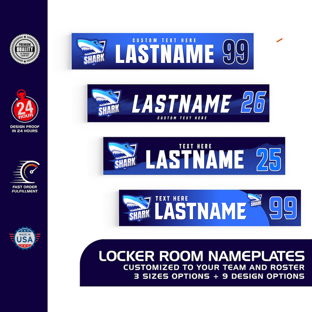 PRO-ELITE Locker Room Nameplates - 9 Design Template Options - Fully ...