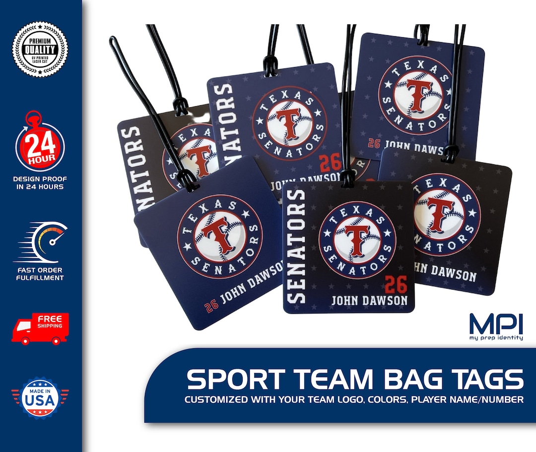 Square Custom Sport Bag Tag Single or Double Sided - Personalized to ...