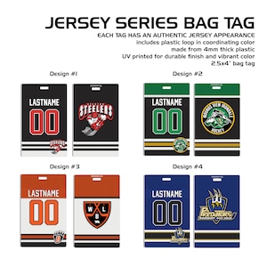 Hockey Jersey Bag Tags - Single or Double Sided - 4 Design Options ...