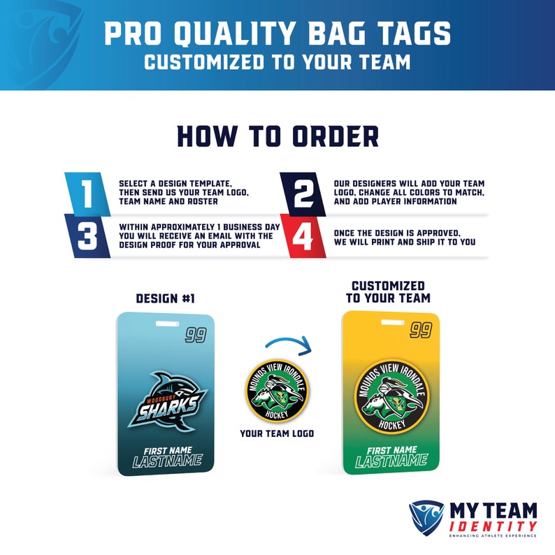 ELITE SERIES Custom Sports Bag Tags – Personalized Team Name Tags for ...