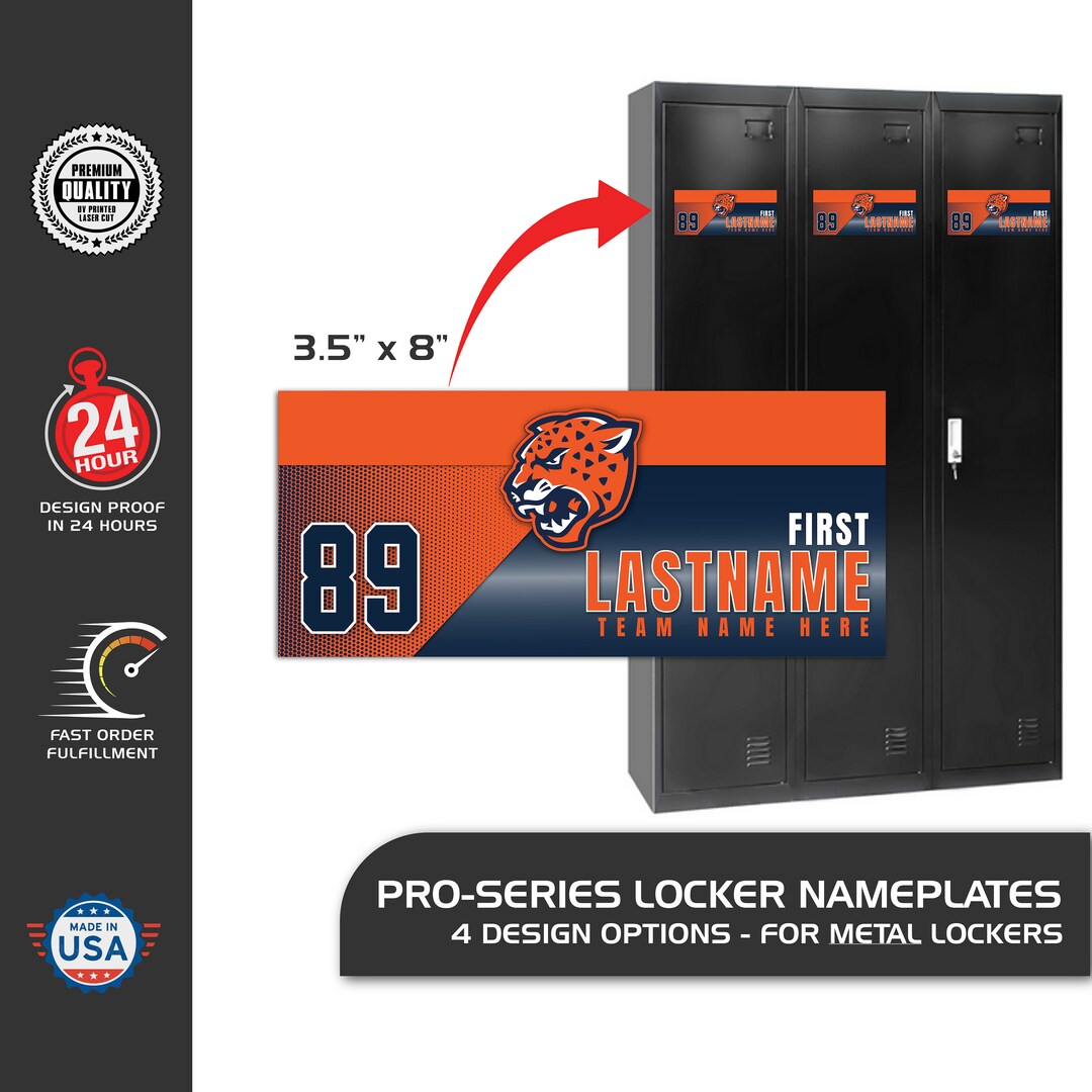 PRO- SERIES Magnetic Locker Nameplates - 3.5x8" - Branded to Your Team ...