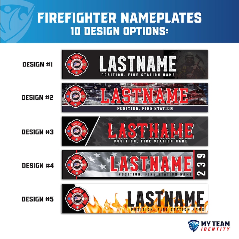 FIREFIGHTER Series Locker Nameplates - 10 Design Options - Branded to ...