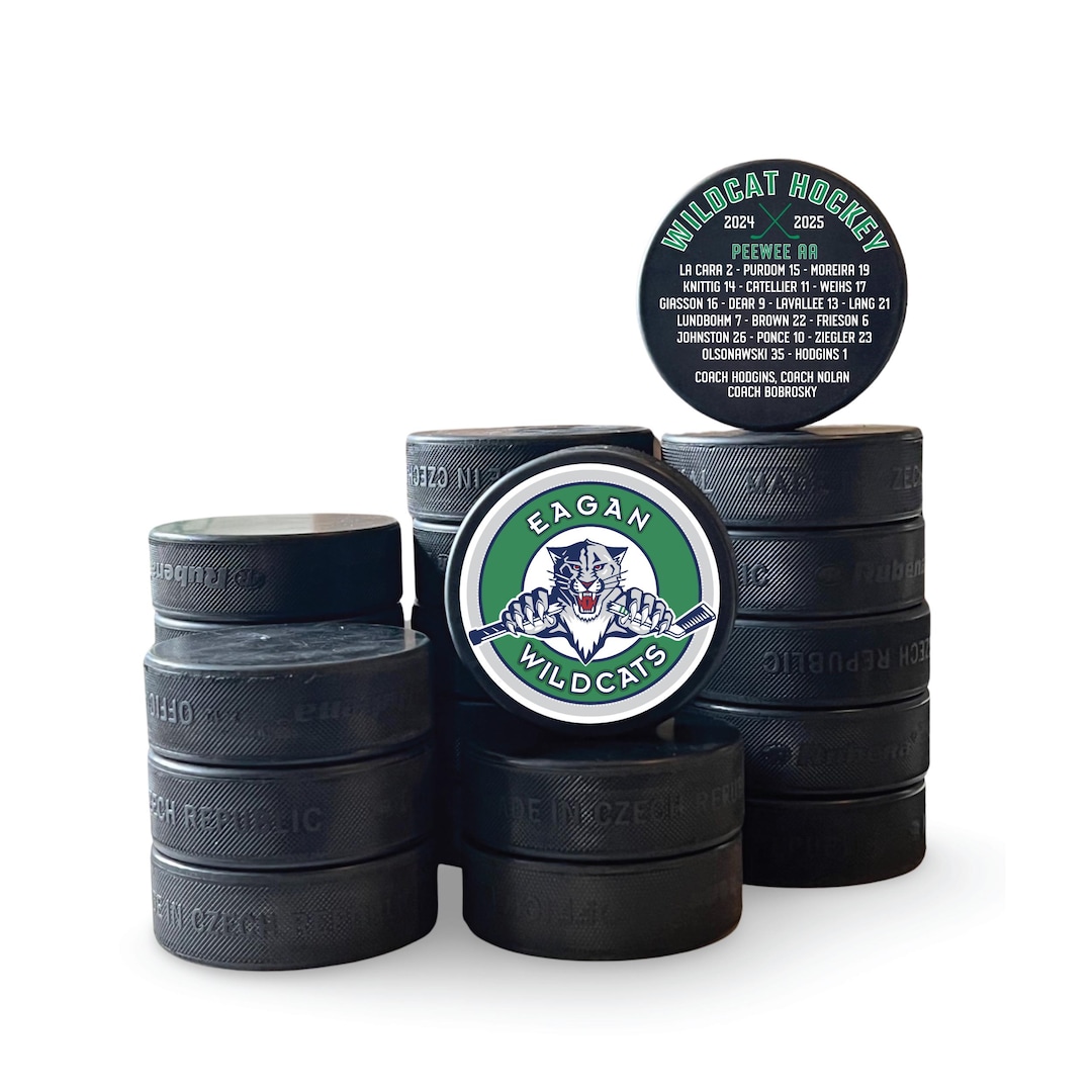 Custom Team Logo + Roster Hockey Puck - Team Logo on Front and Team ...