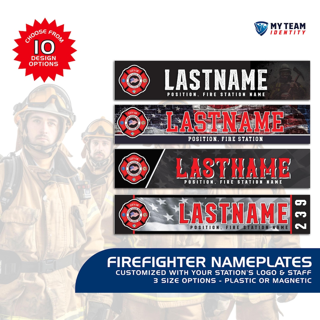 FIREFIGHTER Series Locker Nameplates - 10 Design Options - Branded to ...