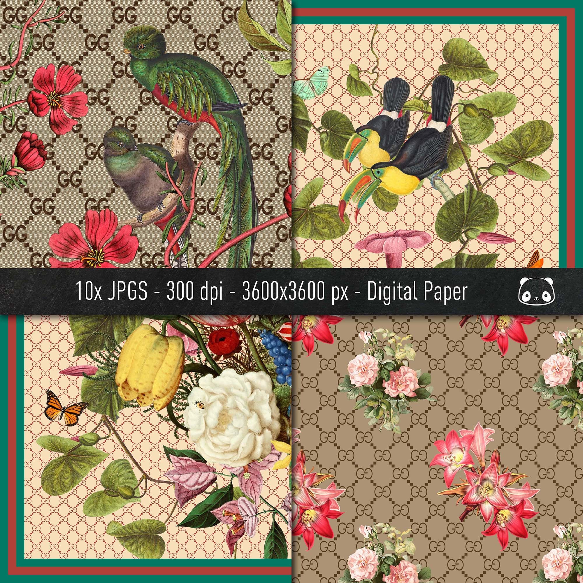 Gucci Floral Pattern Digital Paper 10 Different Images | Etsy