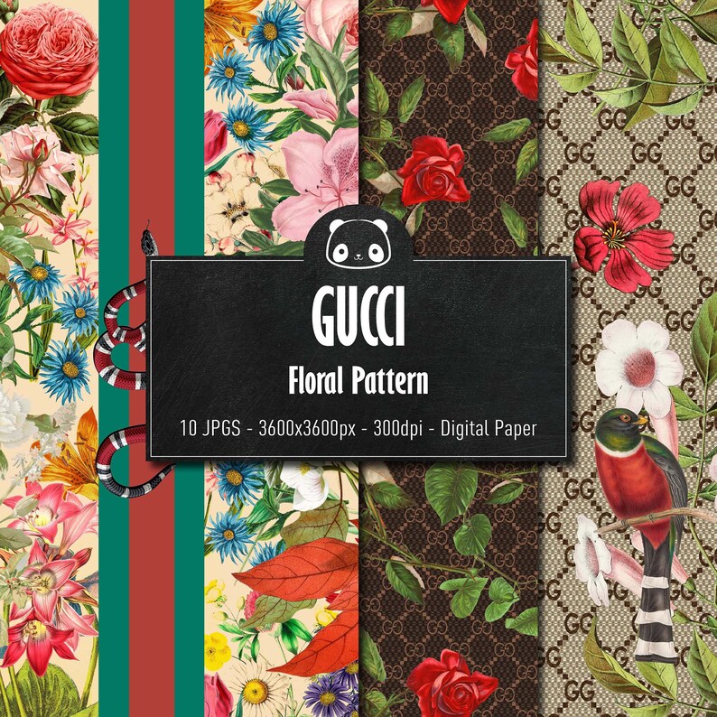 Gucci Floral Pattern Digital Paper 10 Different Images | Etsy