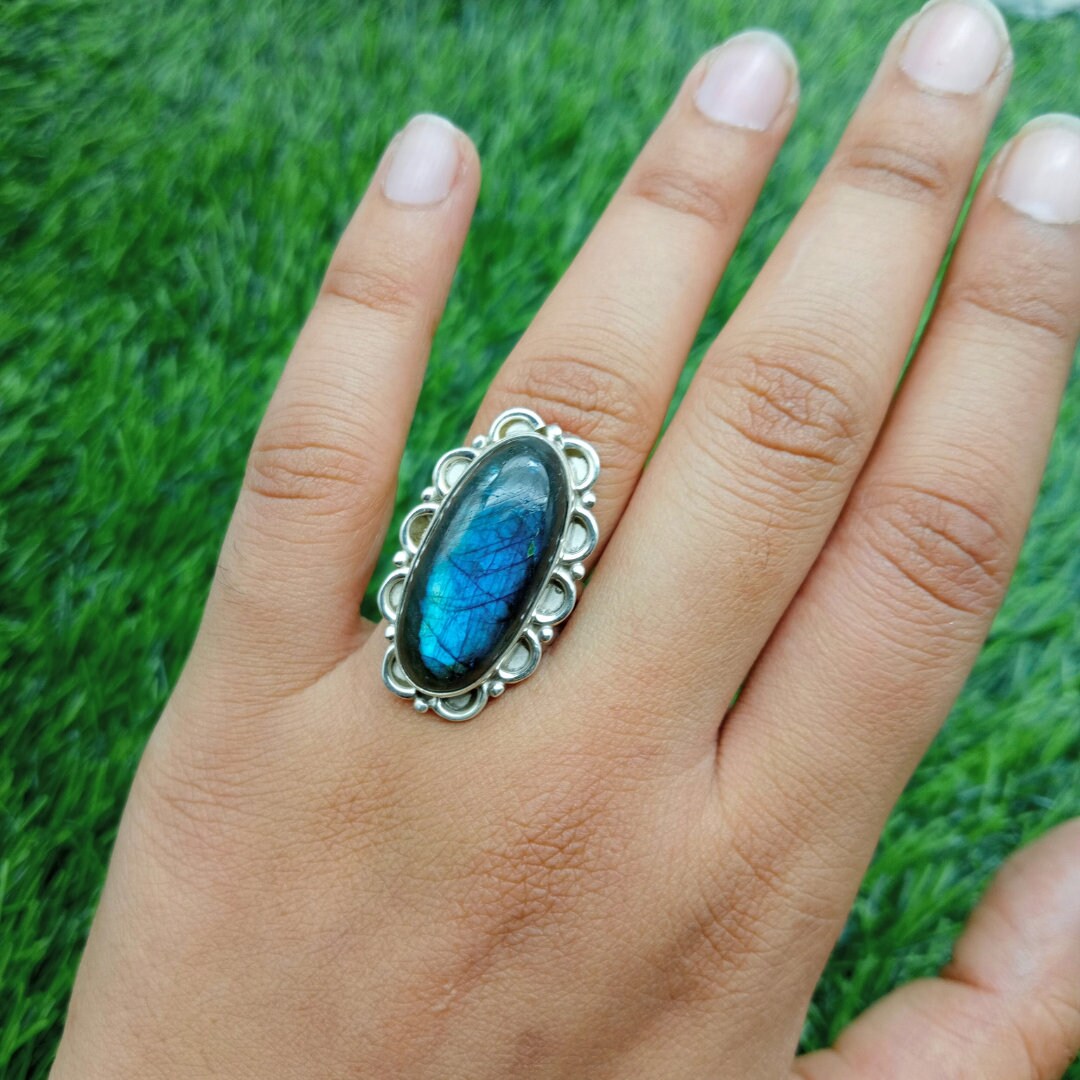 Flashy Labradorite Ring, 925 Silver Ring, Handmade Ring, Blue Stone ...
