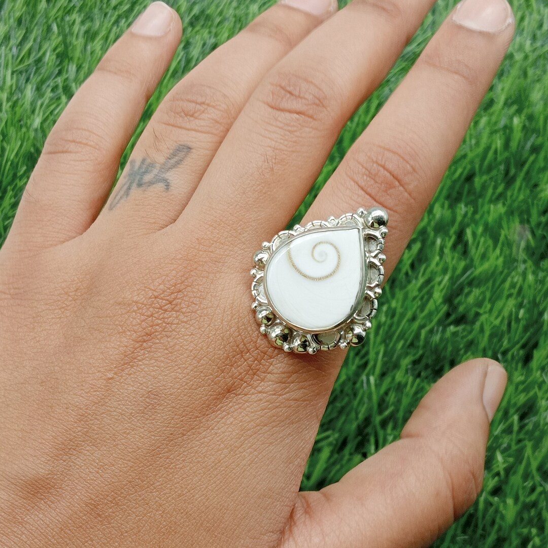 Shiva Eye Ring, Shiva Eye Shell Ring, Sterling Silver Ring, Shiva Eye ...