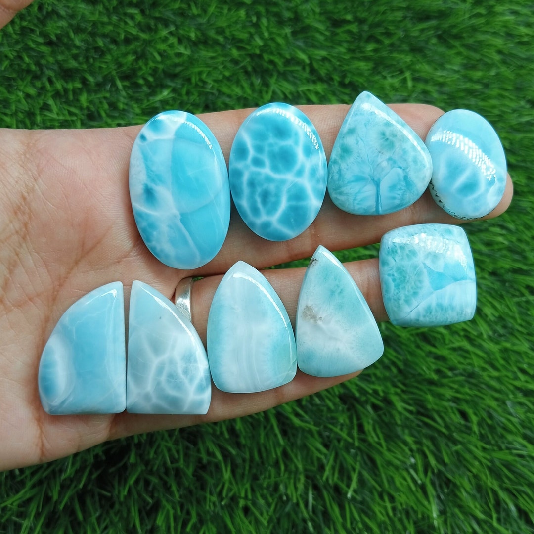 Larimar Gemstone Cabochon, Natural Blue Larimar Stone for Jewelry ...