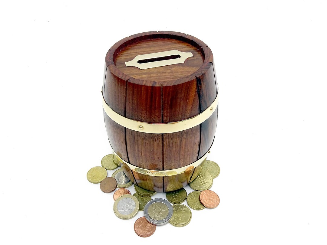 Money Box – Barrel Made of Wood and Brass - Etsy