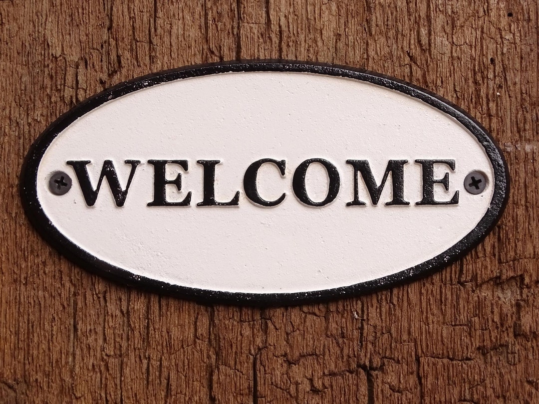 Sign Welcome Cast Iron Antique & Distressed Look Welcome - Etsy
