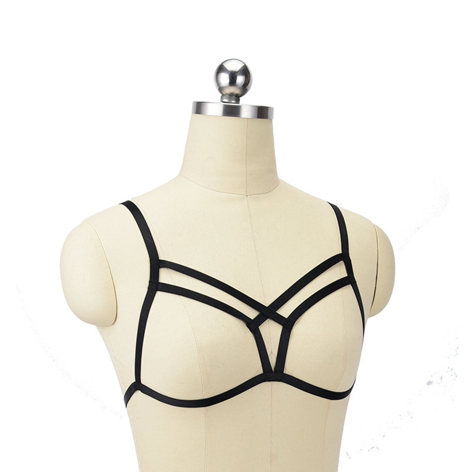 Women New Black Harness Cage Bra Exotic Gothic Clothing Etsy