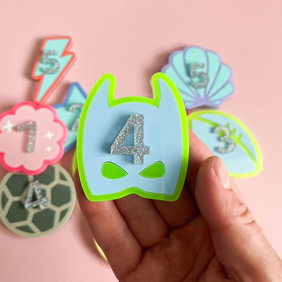 Superhero Birthday Badge Number Birthday Badge for Birthday Celebration ...