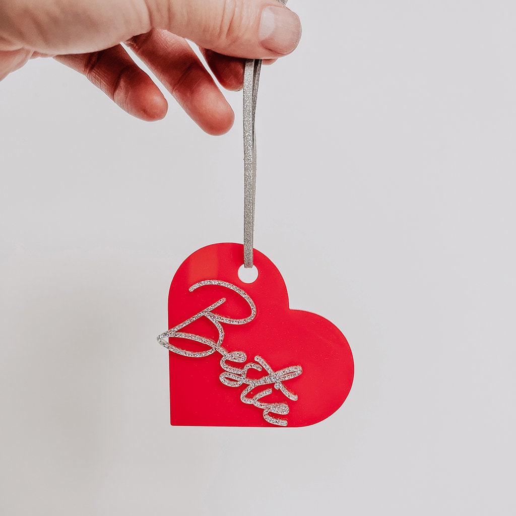 Personalised Heart Keyring Acrylic Basket Tag Valentines Decoration ...