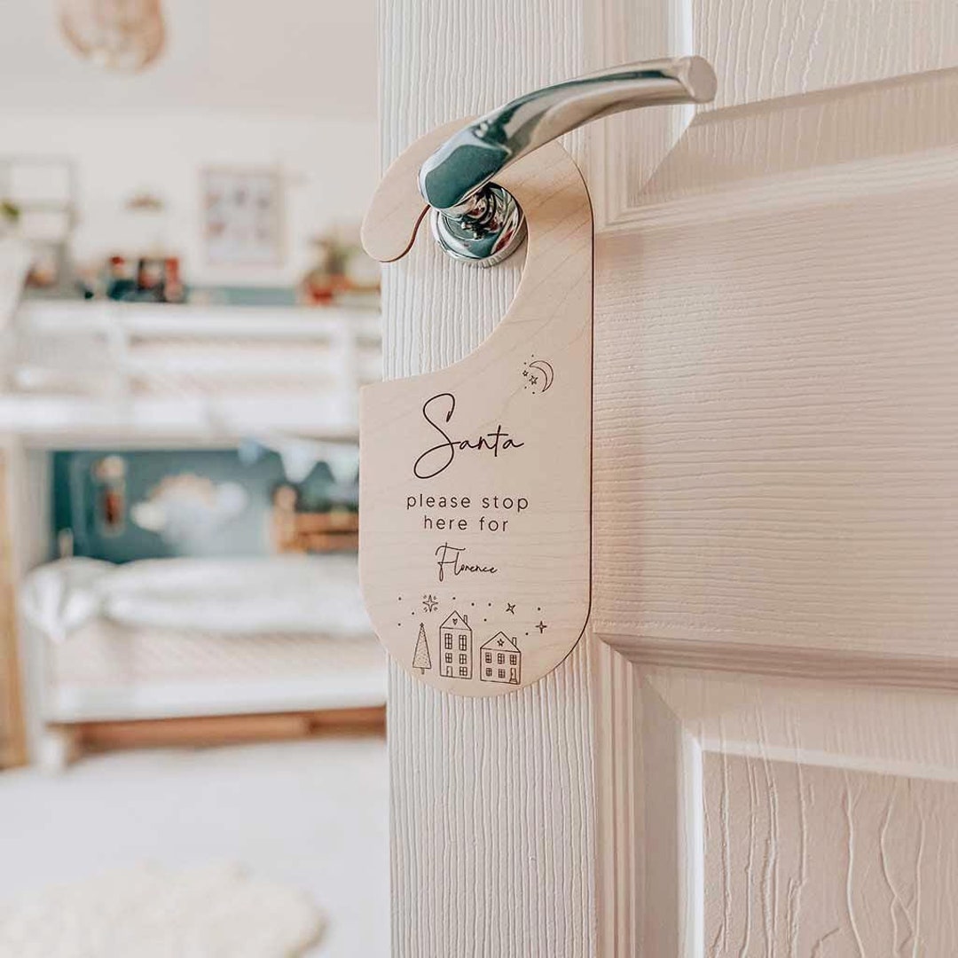 Personalised Santa Please Stop Here | Door Hanger | Father Christmas ...