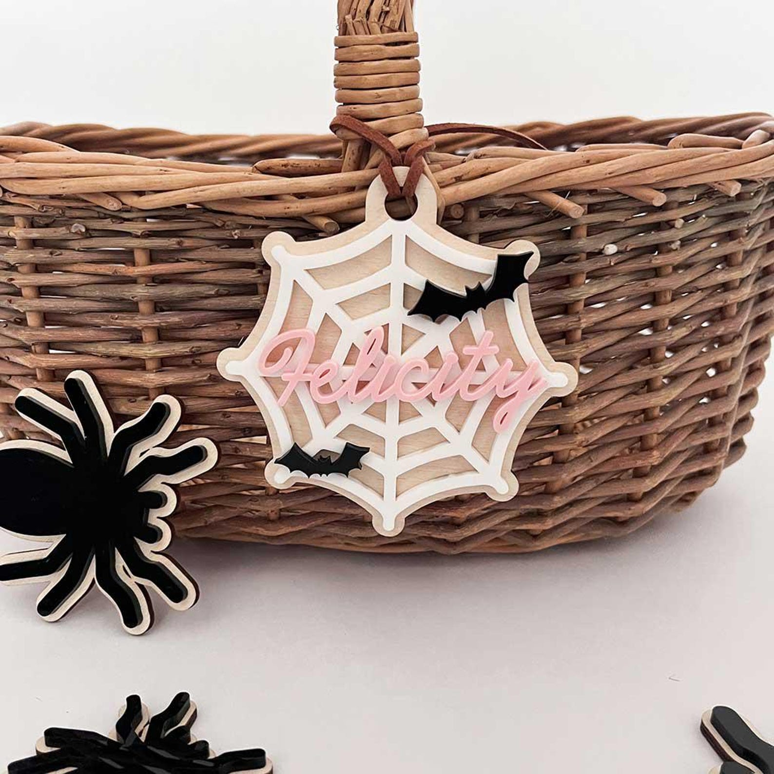 Personalised Web Bauble | Bat Spider Bauble | Wooden Halloween ...