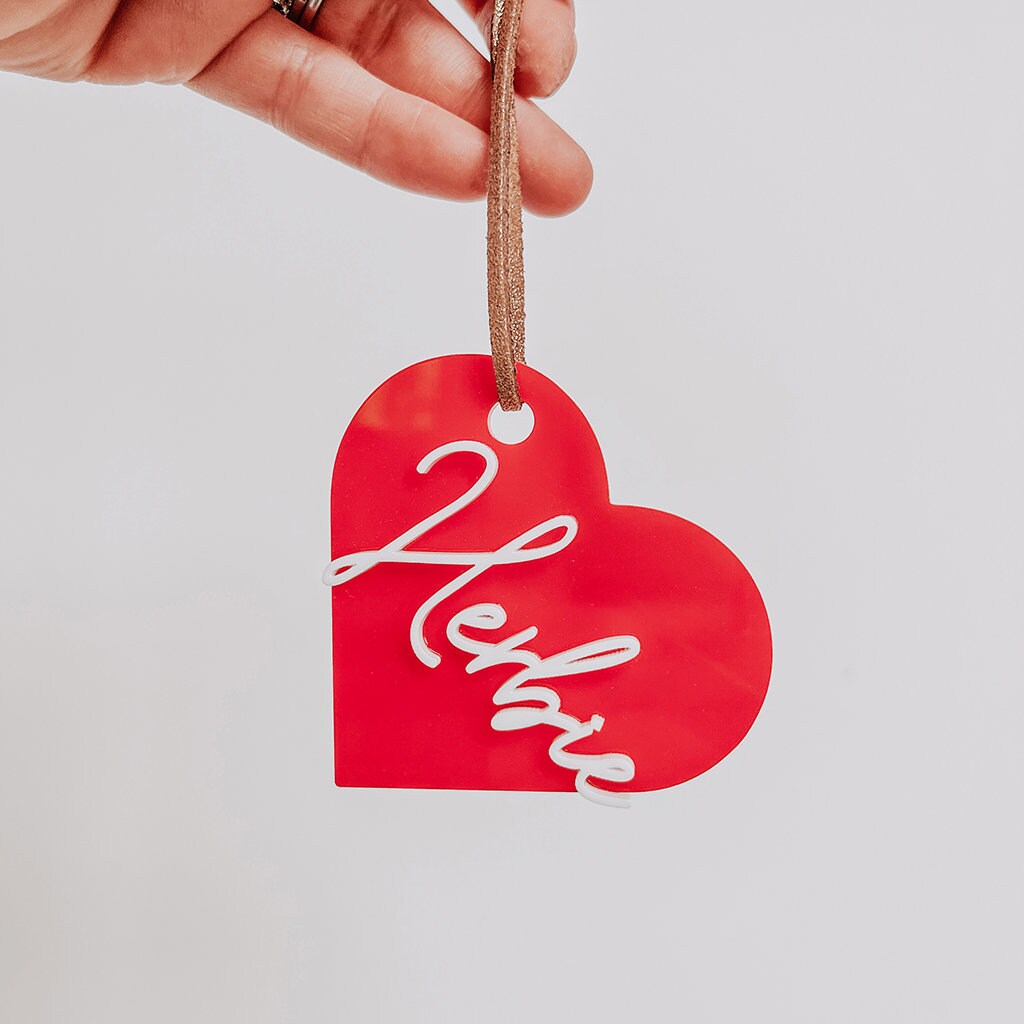 Personalised Heart Keyring Acrylic Basket Tag Valentines Decoration ...