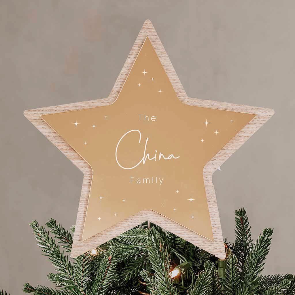 Personalised Wooden Tree Toppers | Gold Christmas Tree Topper | Silver ...