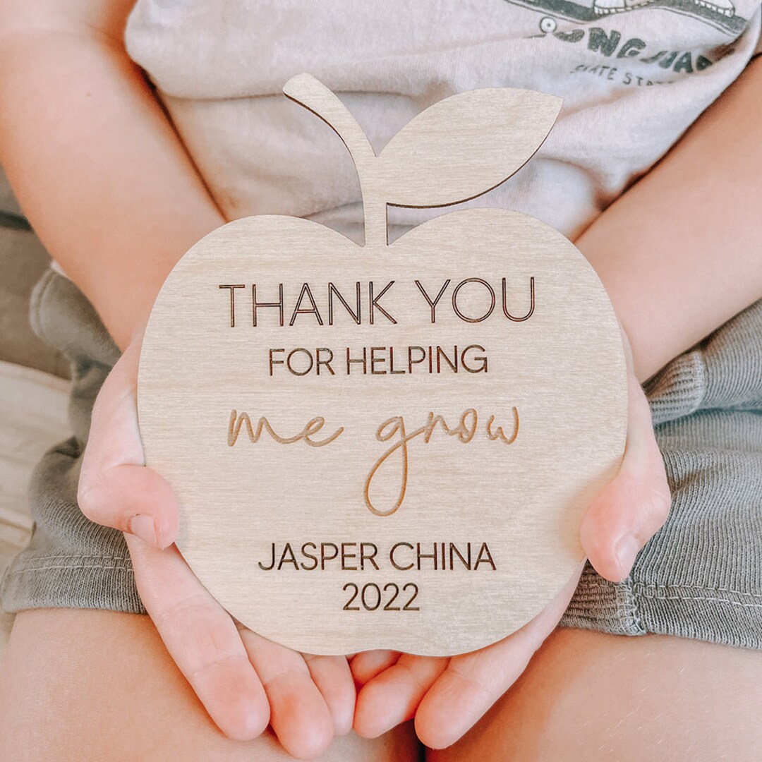 Teacher Thank You Helping Me Grow Apple Personalised Gifts - Etsy