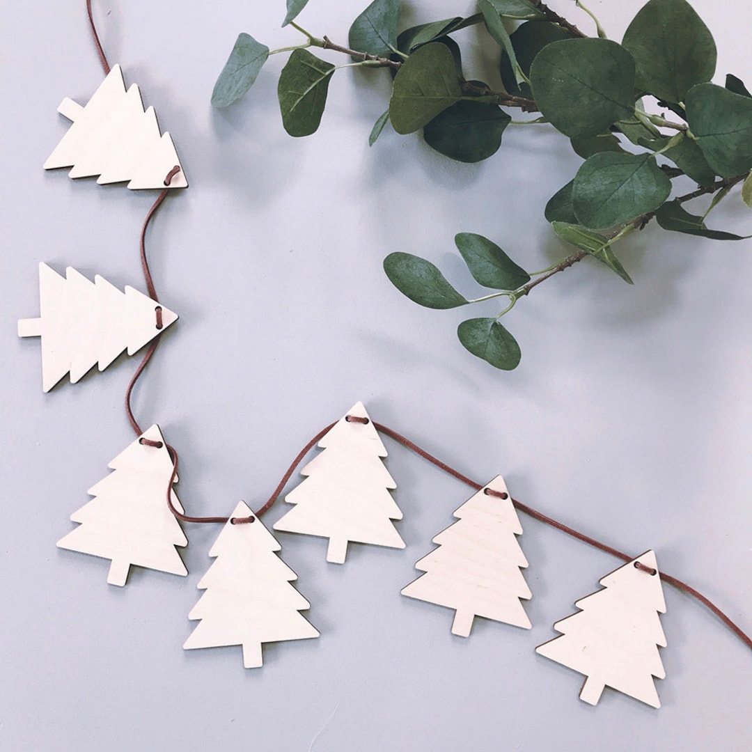 Wooden Christmas Tree Garland Festive Tree Bunting Christmas Tree ...