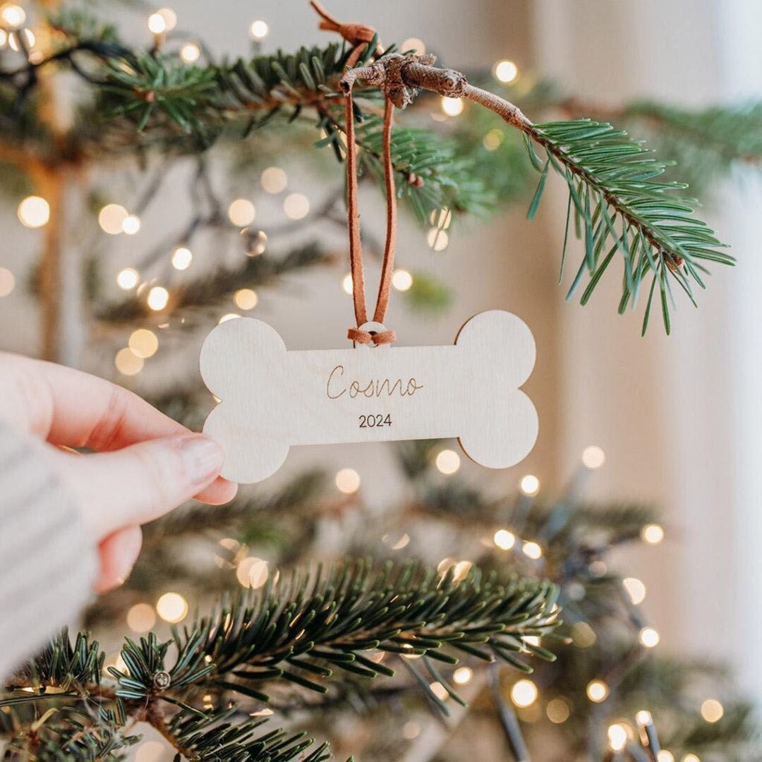Personalised Dog Bone Christmas Bauble Name Christmas Gift Dog ...