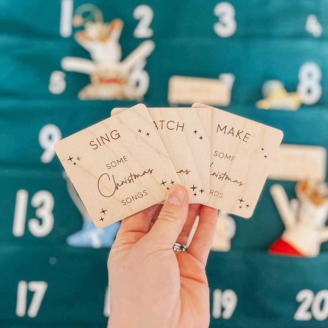 Wooden Advent Calendar Activity Cards X9 | Christmas Activities Advent ...
