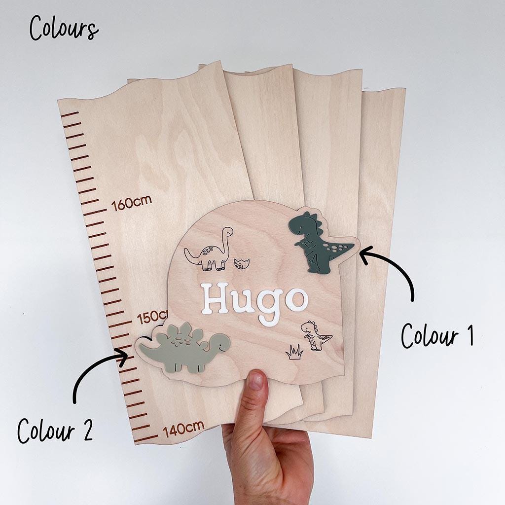 Dinosaur Personalised Height Chart Ruler | Growth Chart Ruler | Custom ...