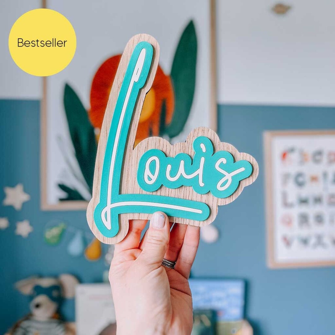 Triple Layered Personalised Wooden Name Sign | Nursery & Bedroom Decor ...