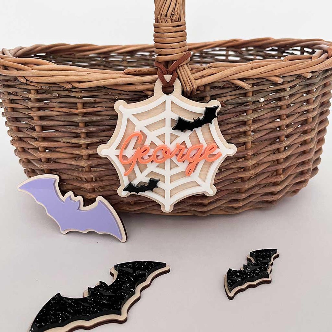 Personalised Web Bauble | Bat Spider Bauble | Wooden Halloween ...
